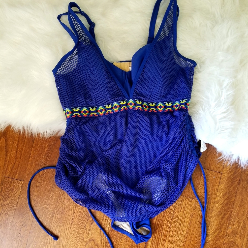Swim By Cacique Mesh Overlay One Piece Swim Suit Size… - Gem